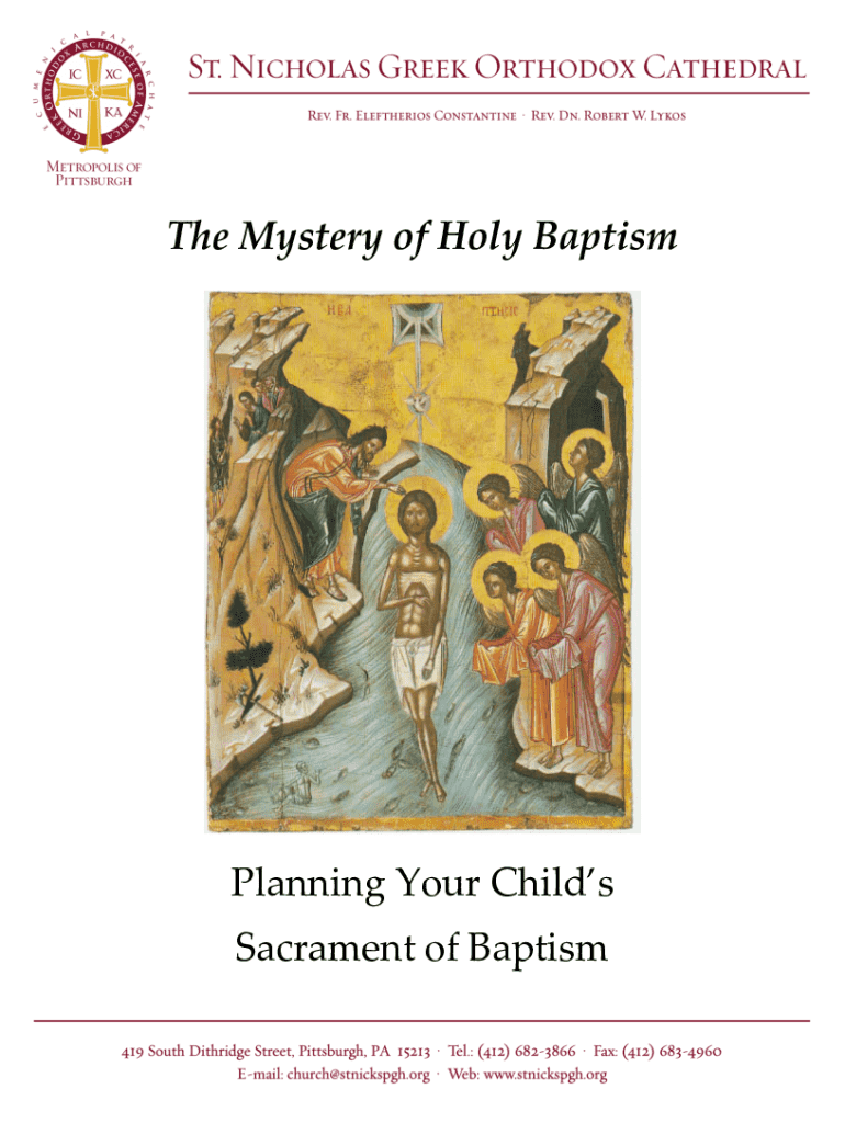 Fillable Online The Mystery of Holy Baptism Planning Your Child\'s ...