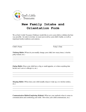 Fillable Online Family Intake and Orientation Fax Email Print - pdfFiller