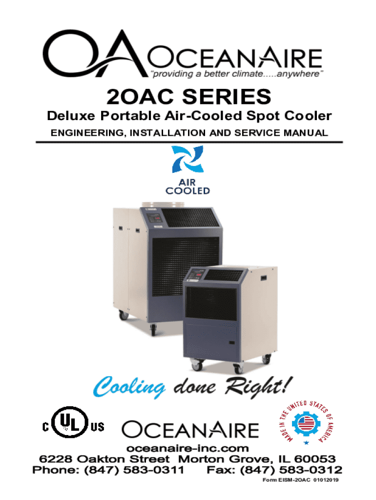 Fillable Online 2OAC Series Deluxe Air-Cooled Spot Coolers - Oceanaire ...