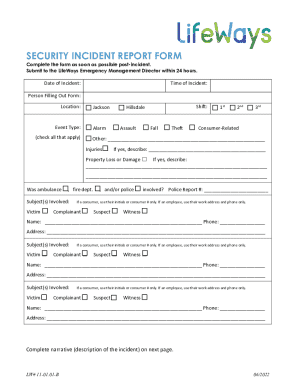 Fillable Online Security Incident Report Fax Email Print - pdfFiller