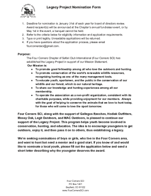 Fillable Online Legacy Project Nomination Form Fax Email Print - pdfFiller