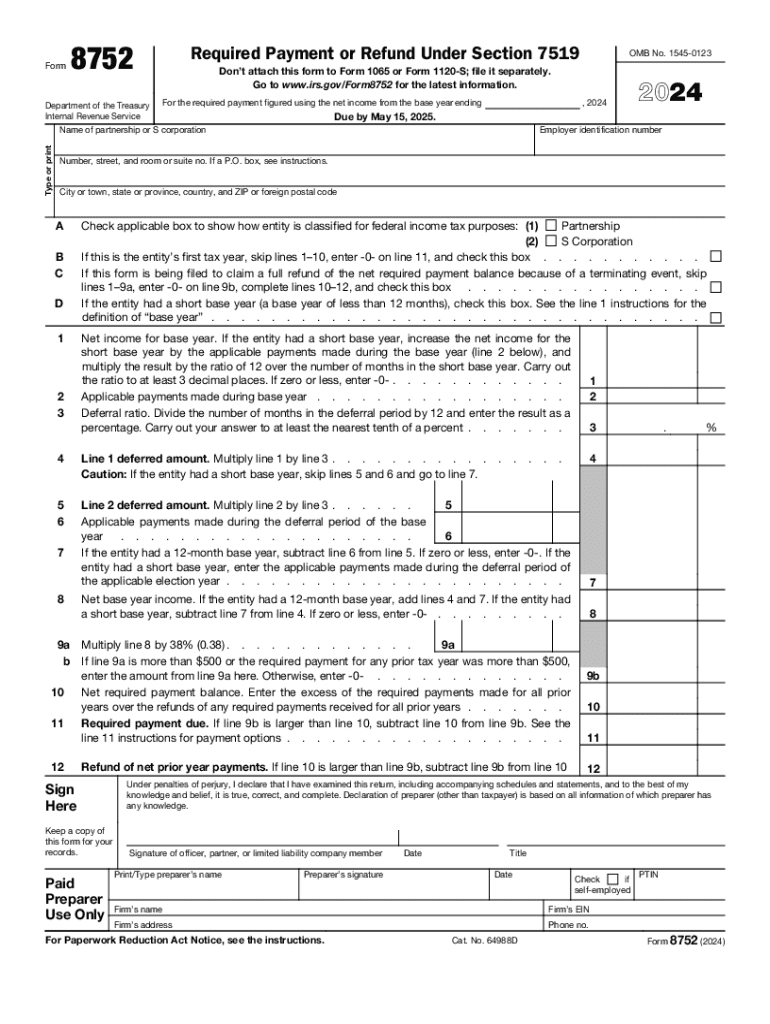 Form 8752: Fill out & sign online | DocHub