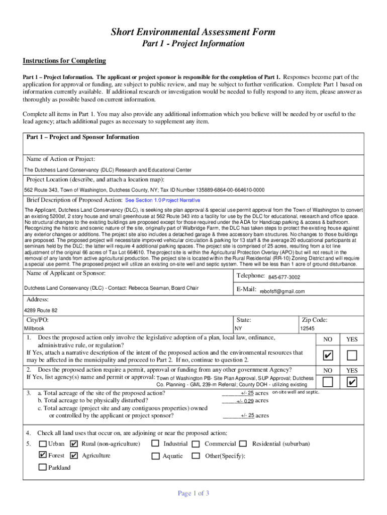 Fillable Online Environmental Assessment for Dutchess Land Conservancy ...