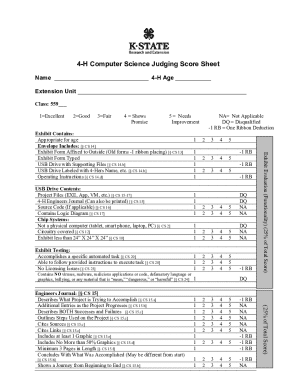Fillable Online 4-h Computer Science Judging Score Sheet Fax Email ...