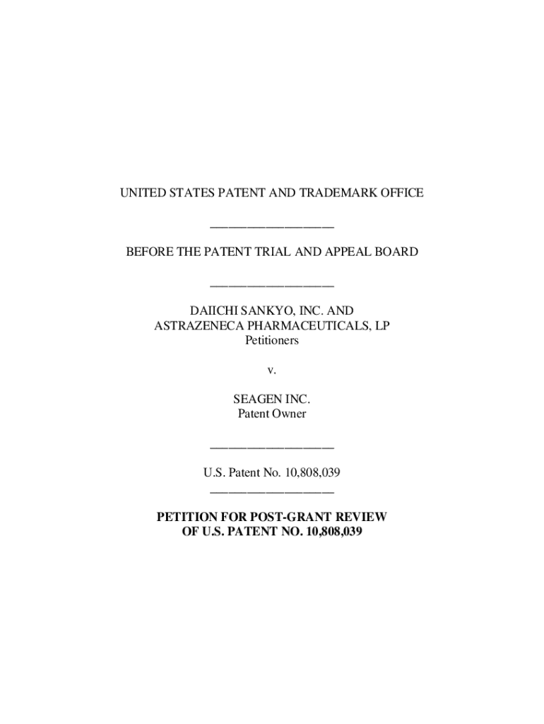 Fillable Online Petition for Post-grant Review of U.s. Patent No ...