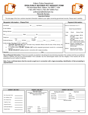 Fillable Online Edison Police Department Opra Request Fax Email Print ...