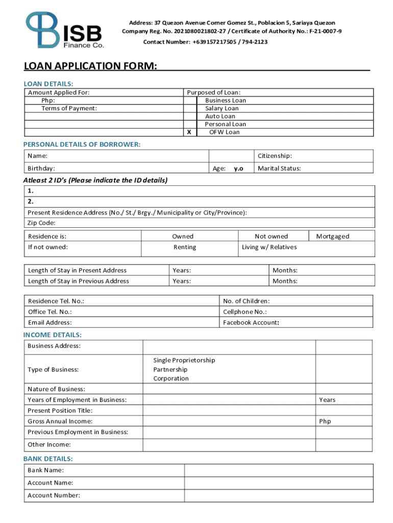 Fillable Online Loan Application and Agreement Fax Email Print - pdfFiller