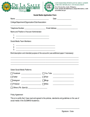 Fillable Online Social Media Application Form Fax Email Print - pdfFiller