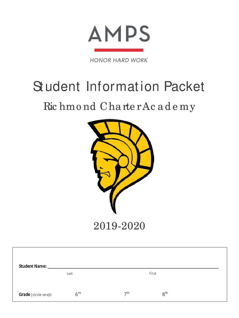 Fillable Online Richmond Charter Academy Student Information Packet ...