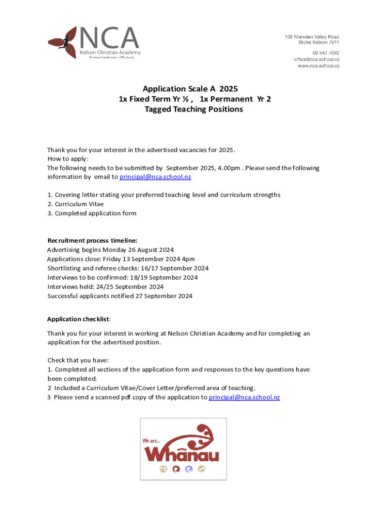 Fillable Online Teaching Position Application for Nelson Christian Academy 2025 Fax Email Print ...