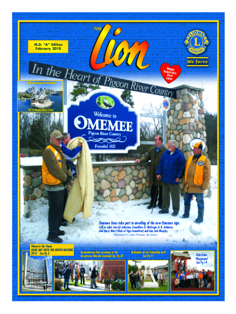 Fillable Online THE Omemee Lions take part in unveiling of the new ...