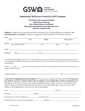 Fillable Online Admissions Reference Form Fax Email Print - pdfFiller
