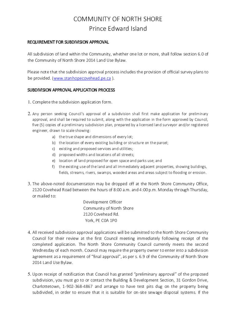 Fillable Online Community of North Shore Subdivision Approval Fax Email ...