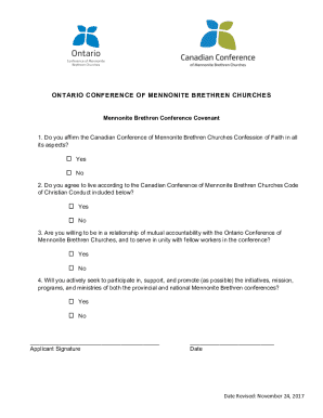 Fillable Online Covenant and Code of Christian Conduct Fax Email Print ...