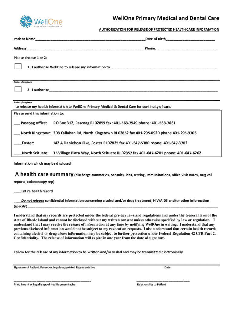 Fillable Online Authorization for Release of Protected Health Care Information Fax Email Print ...