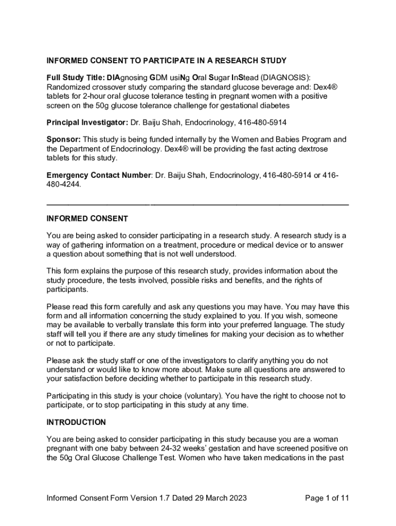 Fillable Online Informed Consent to Participate in a Research Study Fax Email Print - pdfFiller