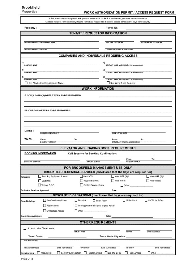 Fillable Online Work Authorization Permit and Access Request Fax Email ...