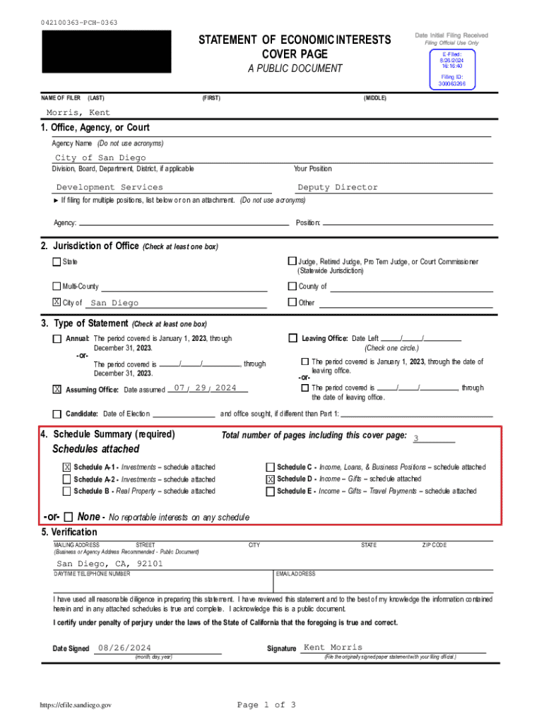 Fillable Online California Form 700 - Statement of Economic Interests ...