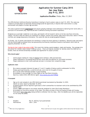 Fillable Online Usta Norcal Diversity Camp Application 2015 Fax Email ...