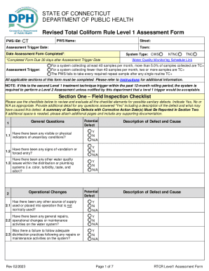 Fillable Online Revised Total Coliform Rule Level 1 Assessment Fax ...