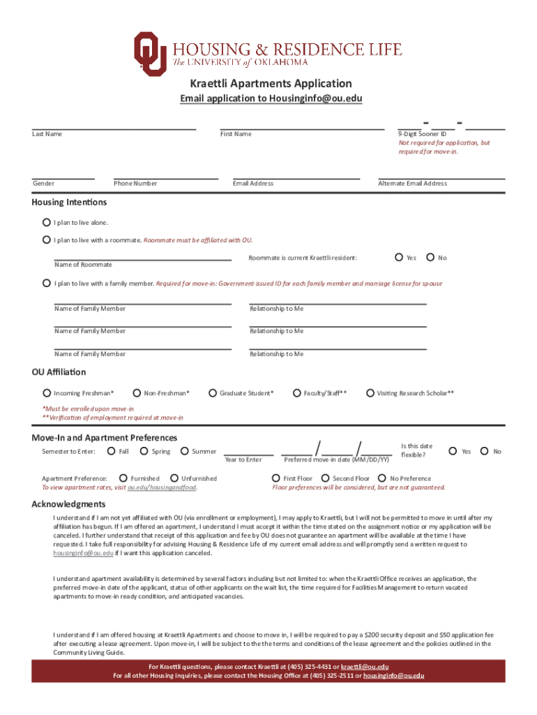 Fillable Online Kraettli Apartments Application Fax Email Print - pdfFiller