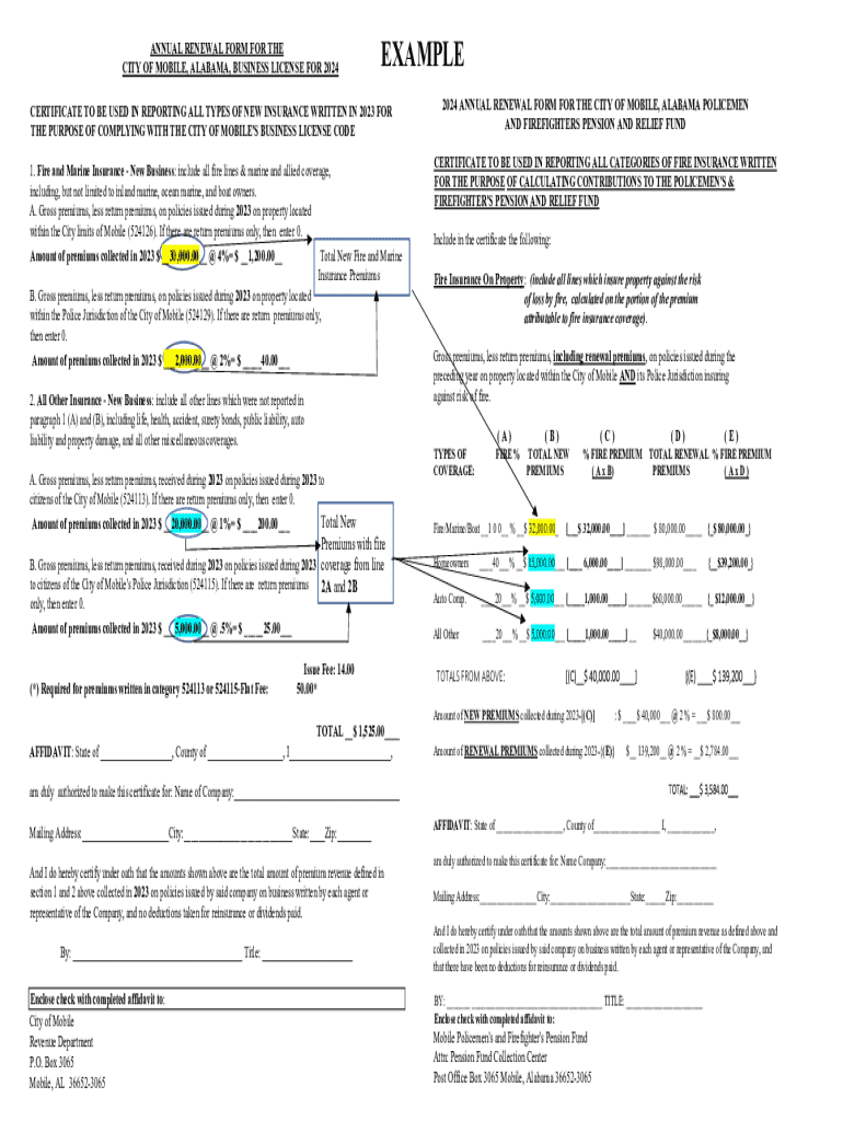 Fillable Online Annual Renewal Form for the City of Mobile, Alabama ...