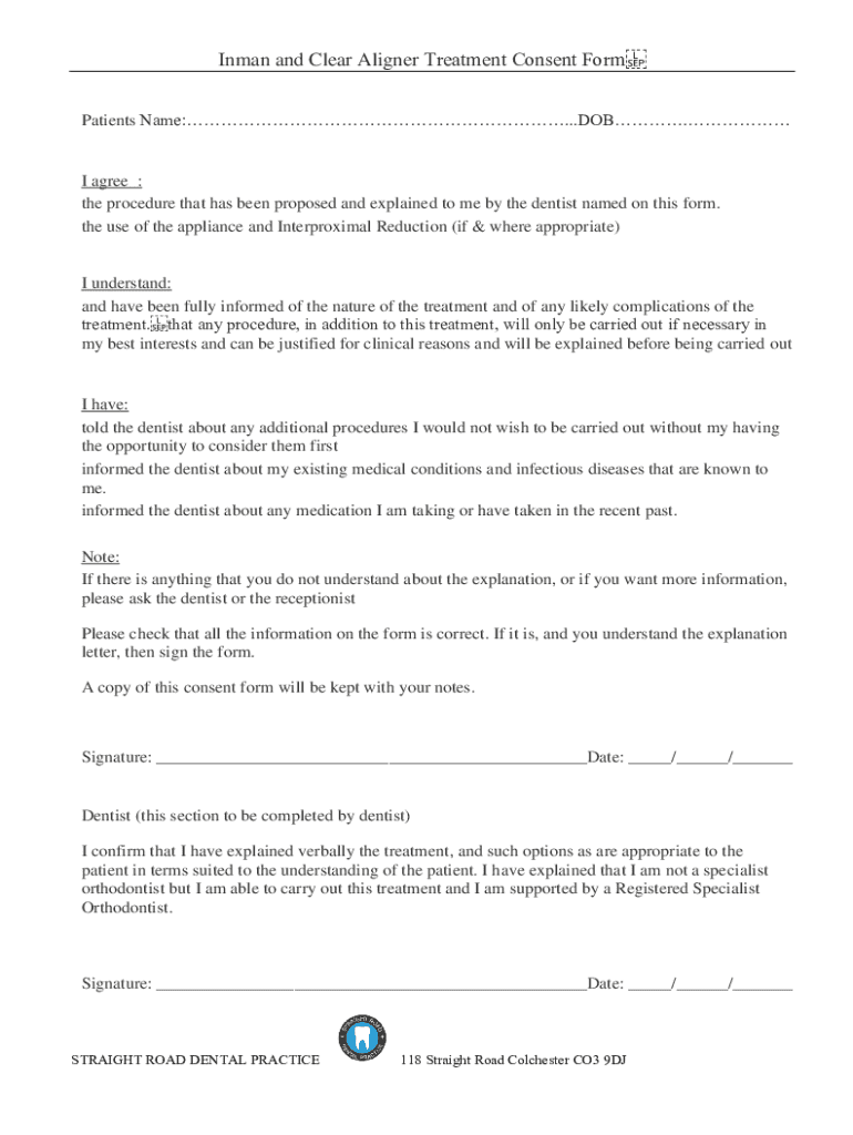 Clear Aligner Consent Form - Fill Online, Printable, Fillable, Blank ...