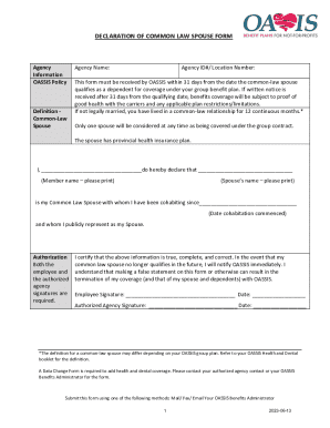 Fillable Online Common Law Spouse Declaration Fax Email Print - pdfFiller