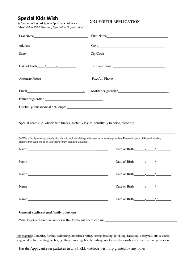 Fillable Online Special Kids Wish Application Fax Email Print - pdfFiller
