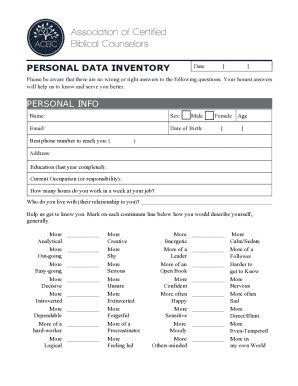 Fillable Online Personal Data Inventory Form Fax Email Print - pdfFiller