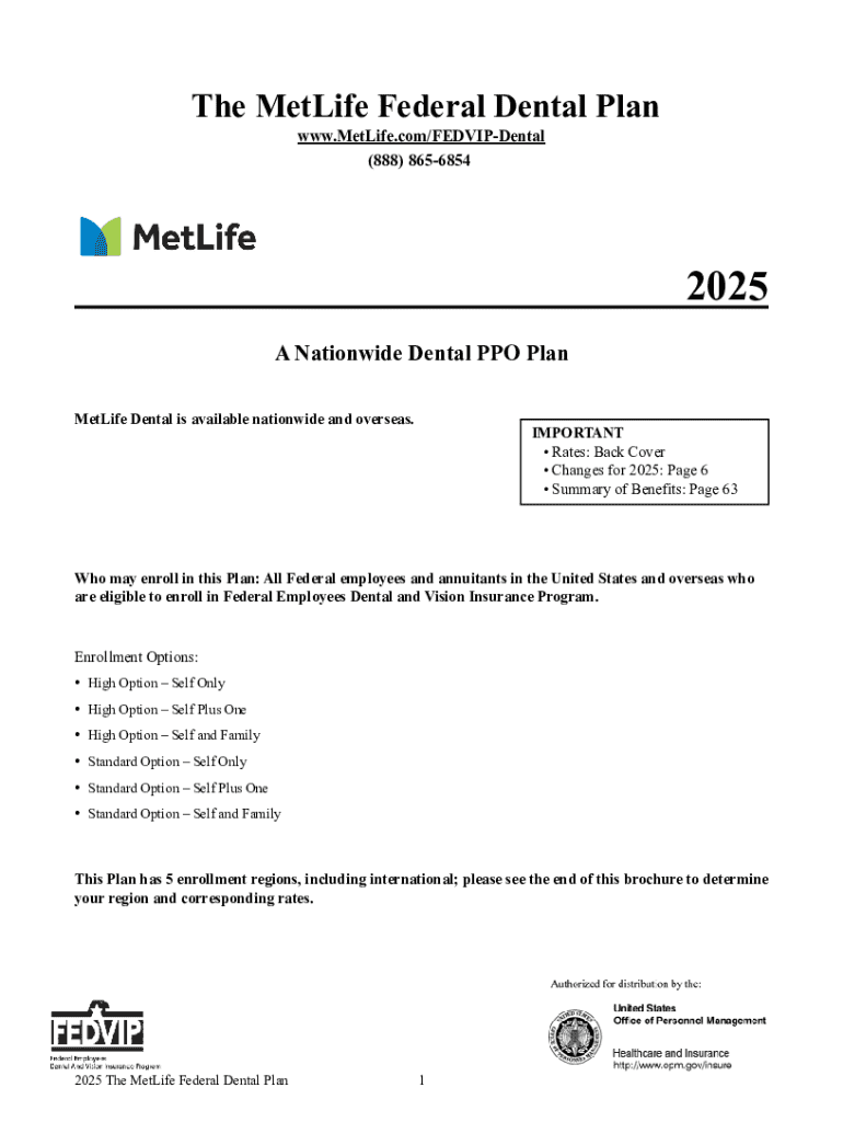 Fillable Online The MetLife Federal Dental Insurance Program brochure ...