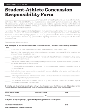 Fillable Online Student-athlete Concussion Responsibility Fax Email ...