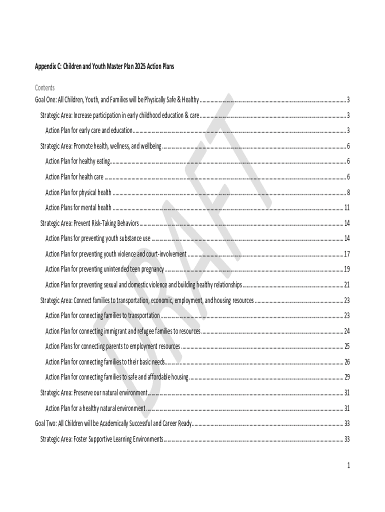 Fillable Online Appendix C: Children and Youth Master Plan 2025 Action Plans Fax Email Print ...