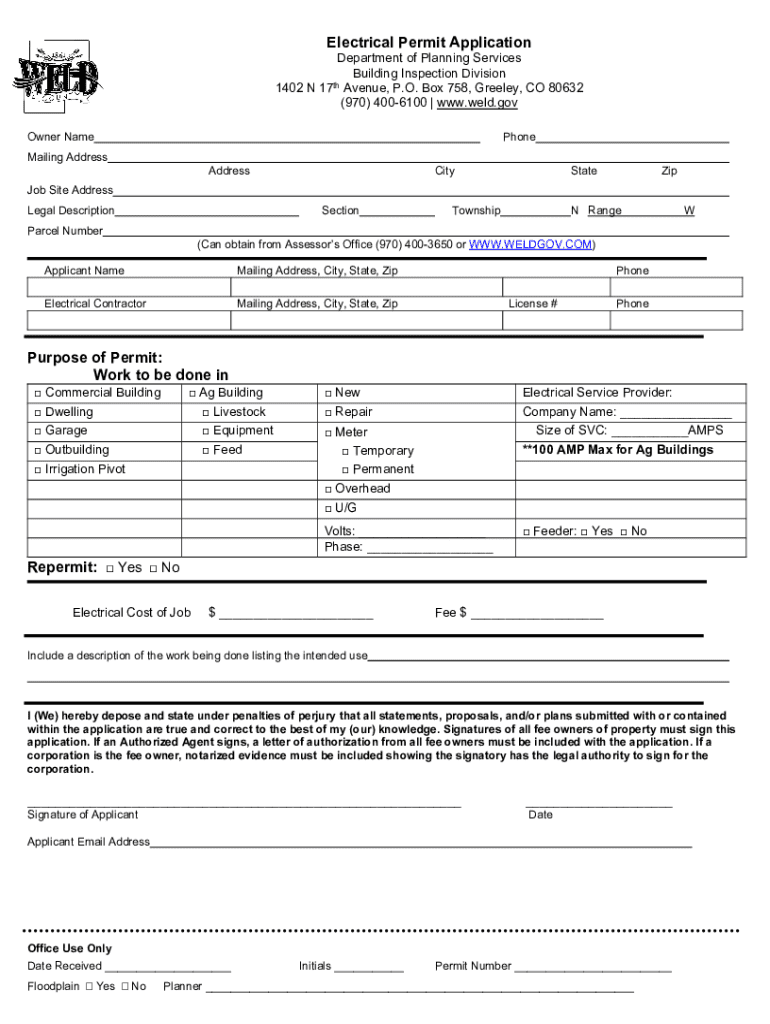 Fillable Online Electrical Permit Application Fax Email Print - pdfFiller