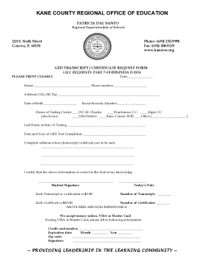 Fillable Online Ged Transcript / Certificate Request Fax Email Print ...