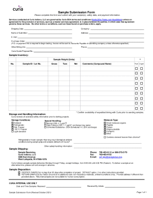 Fillable Online Sample Submission to Curia Indiana, Llc Fax Email Print - pdfFiller