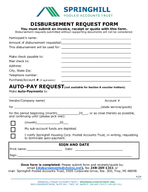 Fillable Online Disbursement Request Fax Email Print - pdfFiller