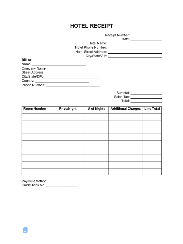 Fillable Online Hotel Receipt Template Fax Email Print - pdfFiller