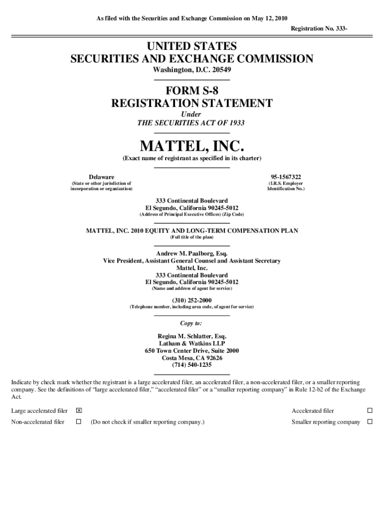 Fillable Online 2010 EQUITY AND LONG-TERM COMPENSATION PLAN Fax Email ...