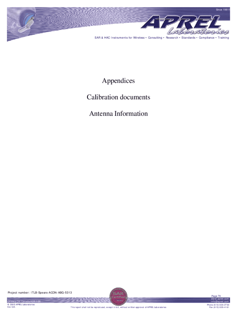 Fillable Online Appendices Calibration documents Antenna Information Fax Email Print - pdfFiller