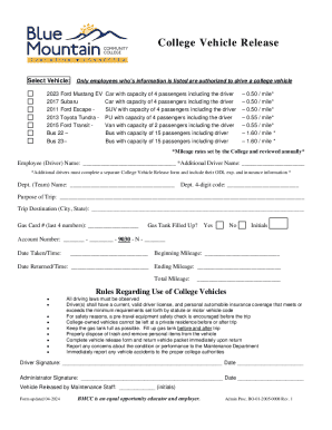 Fillable Online College Vehicle Release Form Fax Email Print - pdfFiller