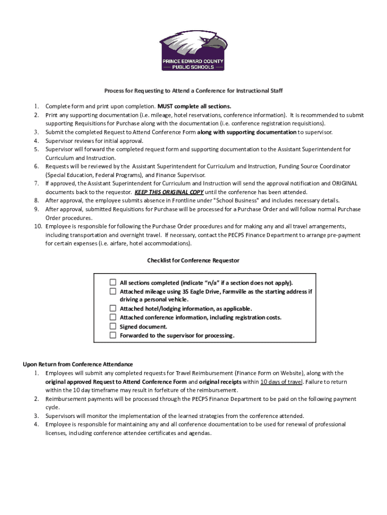 Fillable Online Process for Requesting to Attend a Conference for ...