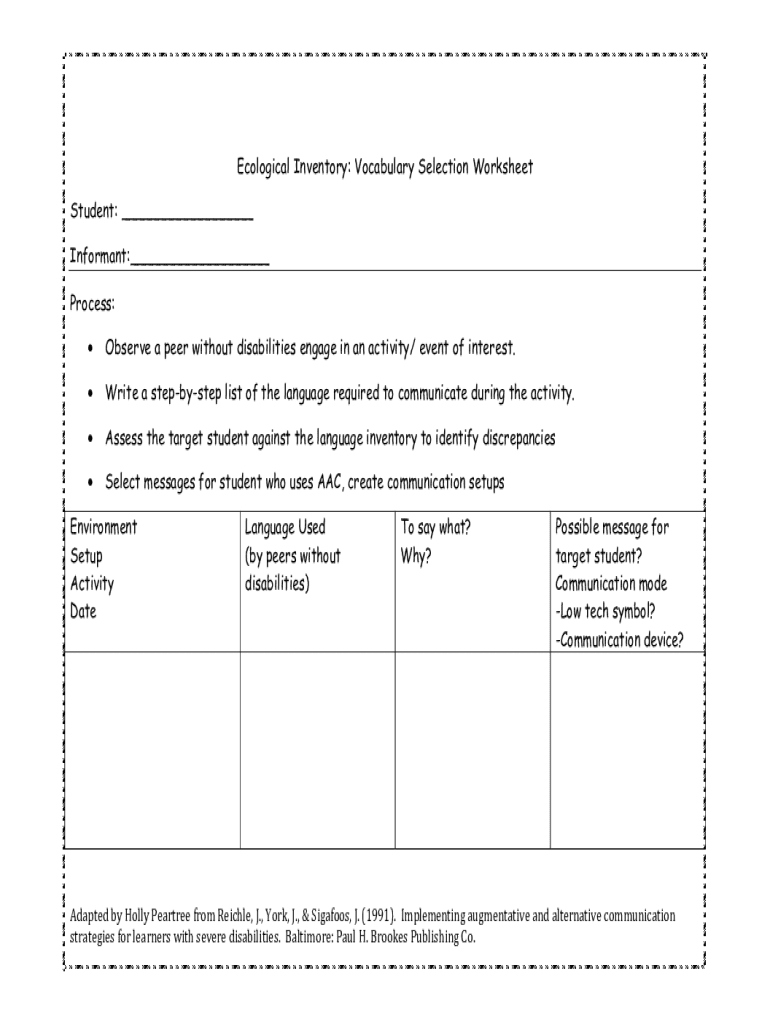 Fillable Online Vocabulary Selection for Aac Communication Fax Email ...