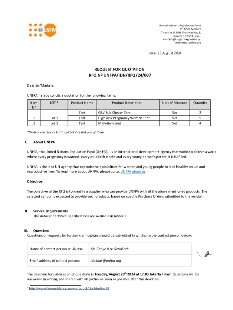 Fillable Online Rfq Nº Unfpa/idn/rfq/24/007 Fax Email Print - pdfFiller