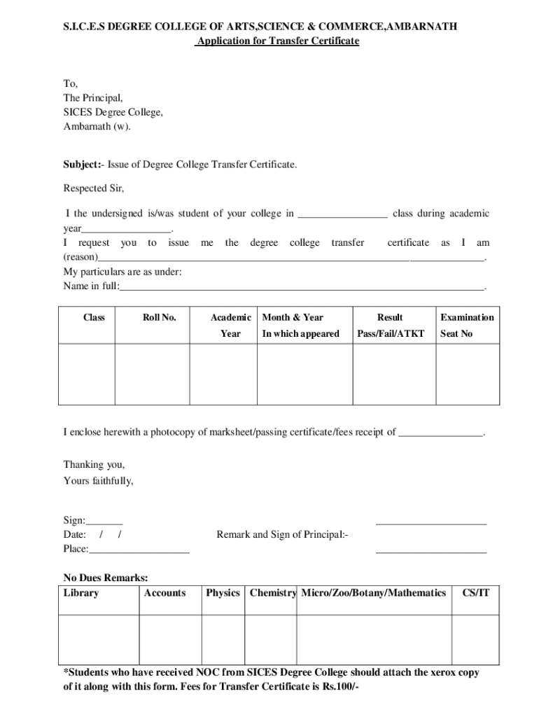 Fillable Online Application for Transfer Certificate Fax Email Print ...