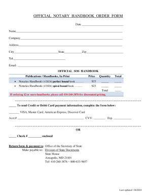 Fillable Online Official Notary Handbook Order Form Fax Email Print ...