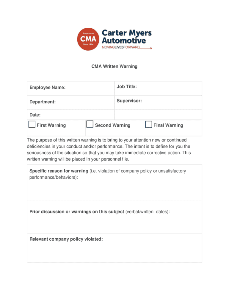 Fillable Online Written Disciplinary.docx - SAMPLE FORMAT OF ... Fax Email Print - pdfFiller