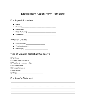 Fillable Online Disciplinary Action Form Fax Email Print - pdfFiller