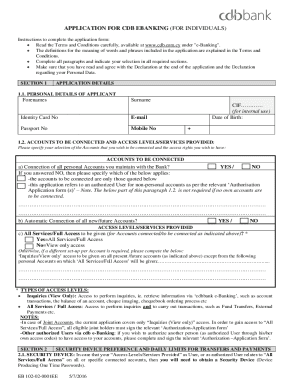 Fillable Online Cdb E-banking Application Form Fax Email Print - pdfFiller