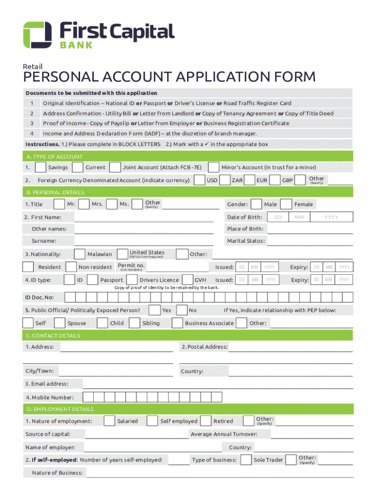 Fillable Online Personal Account Application Fax Email Print - pdfFiller